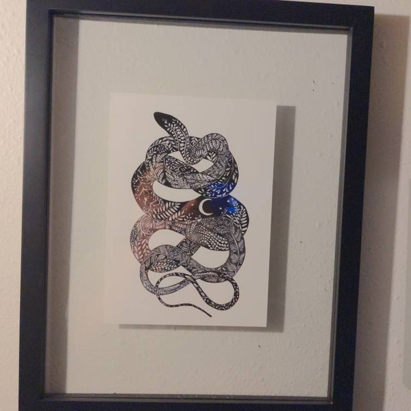 Greek Vase Print Snake Flower Art Floral Snake Print Mystical Floral ...