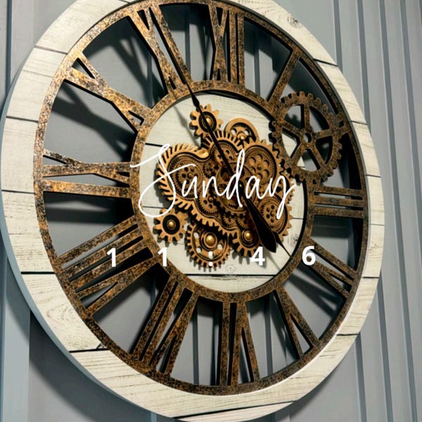 Wall Clock 17 Inches With Real Moving Gear Convertible Into Desk Clock ...