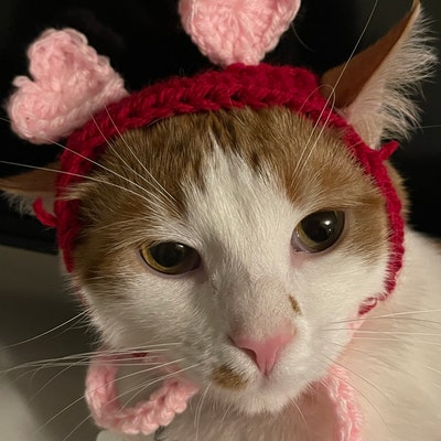 Crochet Pattern: Valentines Day Heart Headband for Cats With Ear Holes ...