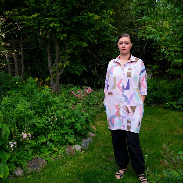 Shirt Dress Pattern | Boxy Shirt Sewing Pattern | Button up Oversized ...