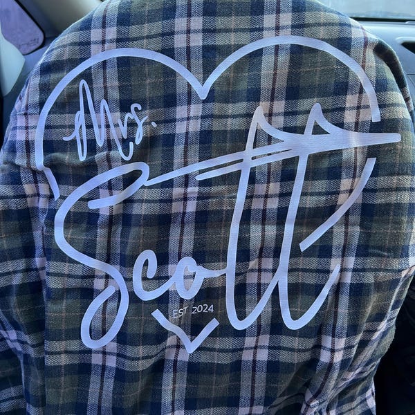 Custom Heart Flannel Shirt | Established Year Bridal Flannel | Wedding ...