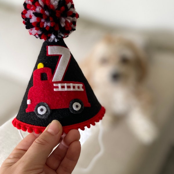 Boy Firetruck Birthday Party Hat - Boy 1st Birthday Fire Truck Hat ...