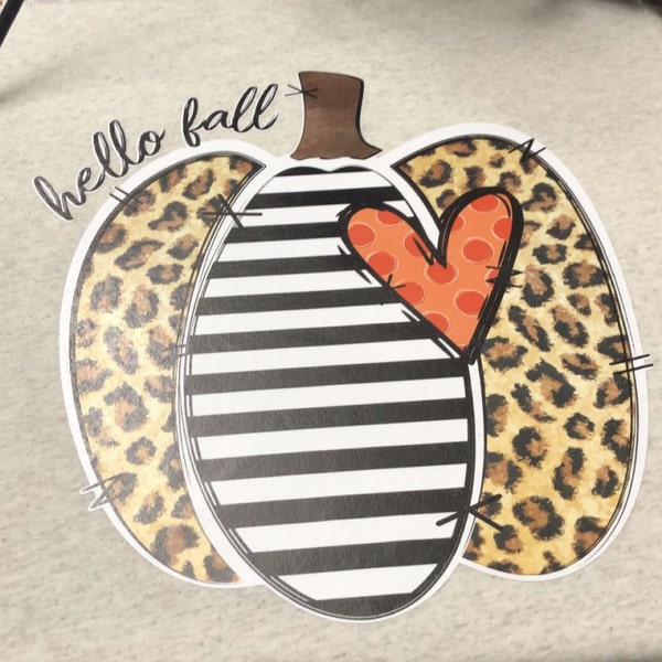 Sublimation & Htv Transfers Hello Fall Leopard Striped Pumpkin - Etsy
