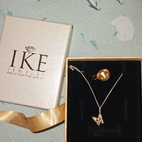 14k Solid Gold Cremation Urn Butterfly Necklace, Personalized Ash ...