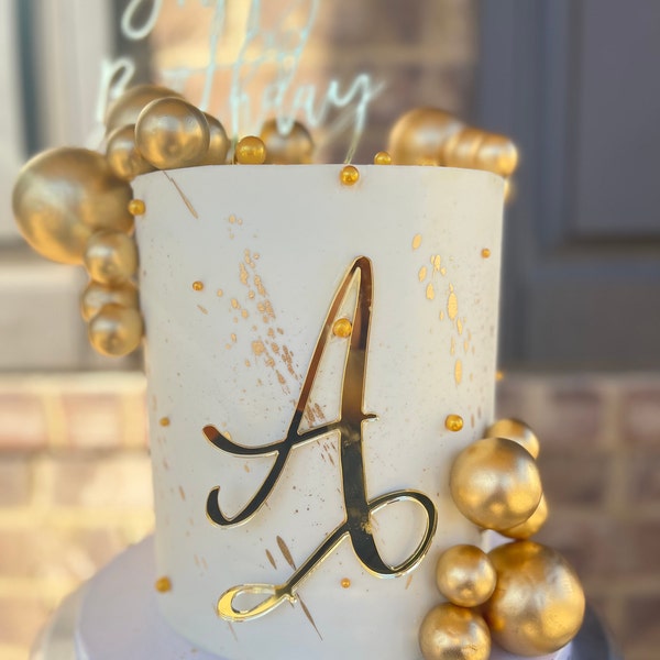 Monogram Plaque | Letter Cake Charm | Custom Cake Charms | Acrylic ...