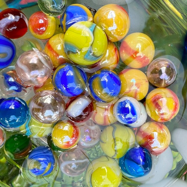 Set of 5 “sunrise Funfair” Mega Marble Cats Eye Marbles, 5/8” 16mm ...