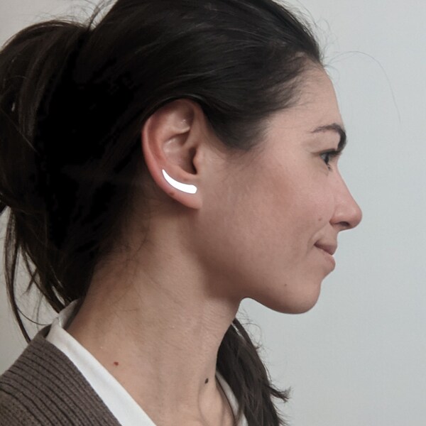 Sterling Silver Curve Ear Climber | Sterling Silver Minimal Ear Cuff ...