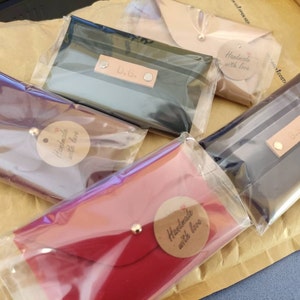 Purple Leather Card Case / Personalized Purple Envelope Card | Etsy