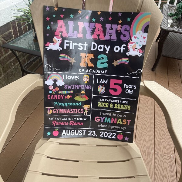Unicorn First Day of School Sign Girl First Day of School Sign ...