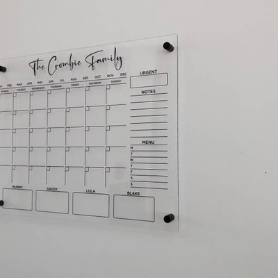 Dry Erase Acrylic Calendar Monthly & Weekly Planner for Wall Clear ...