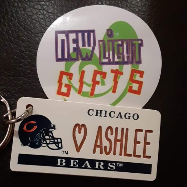 Personalized Chicago Bears Keychain Plate Tag- Vintage Keytag - Machine ...