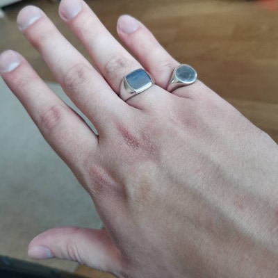 Sterling Silver Signet Ring, Flat Top Ring, Plain Silver Ring Band, Hexagon Signet Ring, Unisex ...