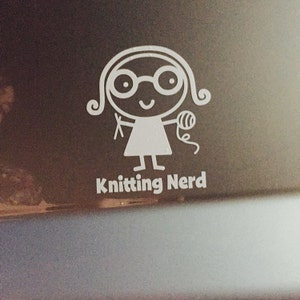 Knitting Nerd Vinyl Car Decal Car Sticker, Laptop Sticker, Window Decal ...