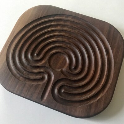 Penrose Triangle Inspired Walnut Wood Carving, 7.5 Diameter Möbius ...