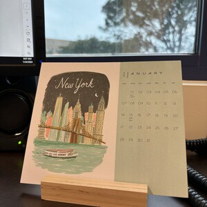 2024 Desk Calendar With Wood Stand, Flora Desk Calendar 2024, Standard ...
