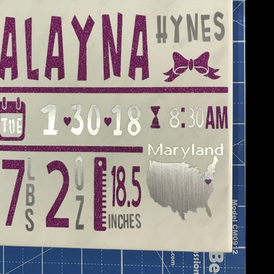 Baby Birth Announcement Svg Dxf Eps Jpeg Format Layered Cutting Files ...