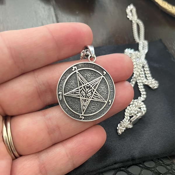 Handcrafted 925 Sterling Silver Baphomet Sigil Pendant Goat Head ...