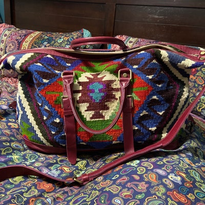 Duffel Bag, Handmade Clothing, Travel Cabin Bag, Turkish Kilim Boho Bag ...