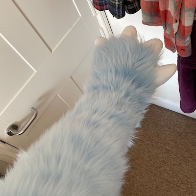 Bright Red Furry Plush Fursuit Hand Paws Red Luxury Fur With White ...