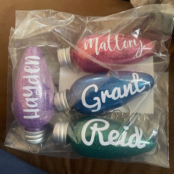 Personalized Lightbulb Christmas Ornaments Name Ornaments Christmas ...