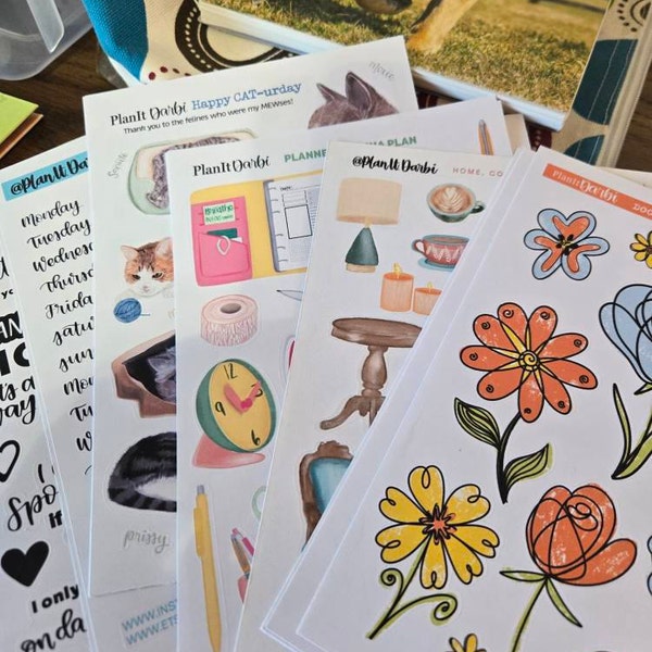 Printable Layering Stickers: SCRAPS 5 Png, Modern B&W Spring Patterns ...