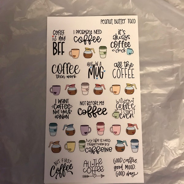 Coffee Lover Quotes - Planner Stickers - Coffee Sayings Stickers ...
