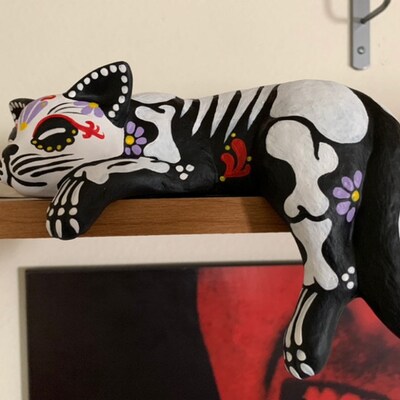 Day of the Dead CAT Shelf Sitter Skeleton Kitty Statue Pet Memorial ...