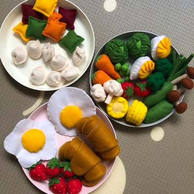 Vegetables Set Play Food felt Food, Pretend Play Kids Kitchen, Plush ...