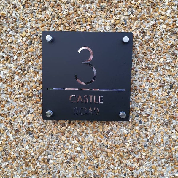 Contemporary Square House Sign Door Number Acrylic Door Sign Bespoke ...