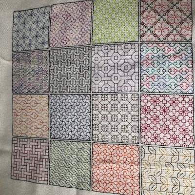 Blackwork Sampler Pattern, Blackwork Sampler, Coloured Blackwork Chart by Peppermint - Etsy