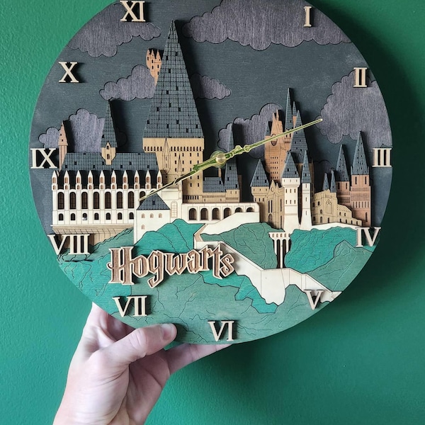 Harry Potter 3D Wall Clock - Hogwarts Night Edition. Harry Potter Gift ...