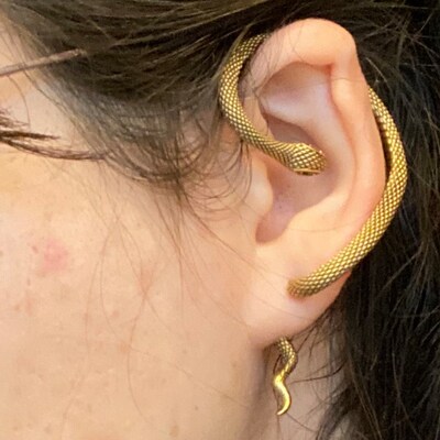 Snake Ear Cuff, Snake Wrap Earring, Black Snake Earring, Ear Cuff,snake ...