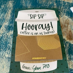 PRINTABLE Sip Sip Hooray Coffee is on Us Today Coffee Gift Card Holder ...