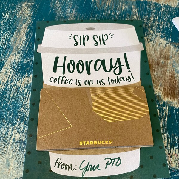 PRINTABLE Sip Sip Hooray! Coffee is on Us Today! Coffee Gift Card ...