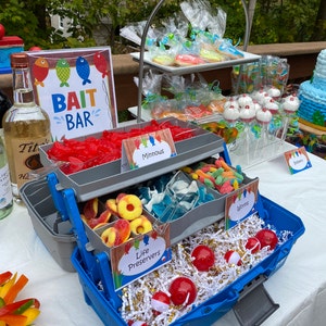 Bait Bar Sign, Fishing Table Sign, Fishing Party Food Signs, Fishing ...