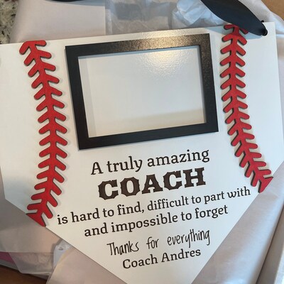 Baseball Theme End of Season Gift for Coach. Hanging Sign Photo Frame ...