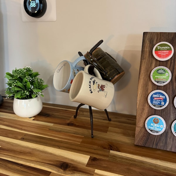 Hand Forged Metal Coffee Cup Holder | Blacksmith Coffee Mug Tree, Tea ...