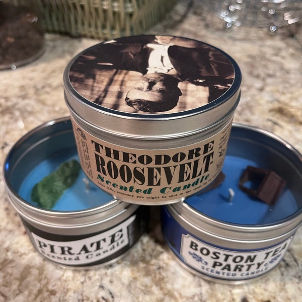 Theodore Roosevelt Scented Candle | Funny Father's Day Gift for Dad ...