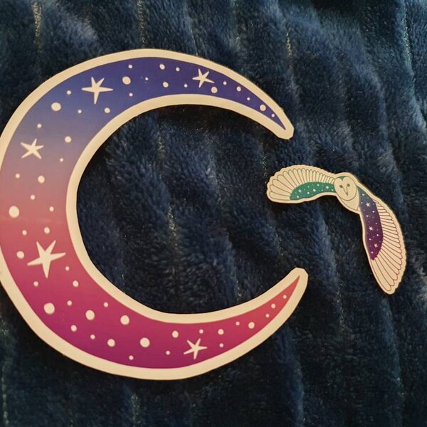 Celestial Moon Vinyl Sticker, Crescent Moon Sticker, Clear Sticker ...