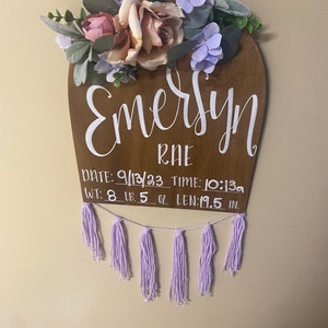 Boho Baby Hospital Door Hanger Sign Baby Stats Sign Newborn Baby Stats ...