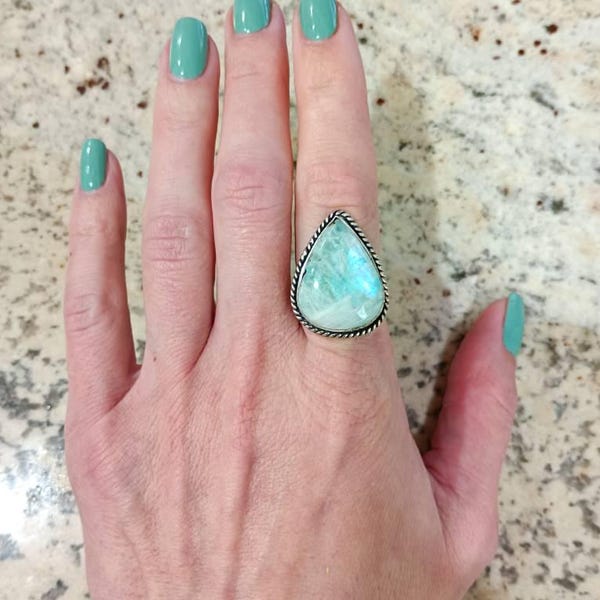 Green Turquoise Bracelet 7"-8" Ajustable & Blue/green Turquoise Ring ...