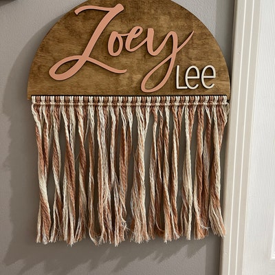Boho Name Sign, Custom Macrame Nursery Decor, Personalized Baby Shower ...