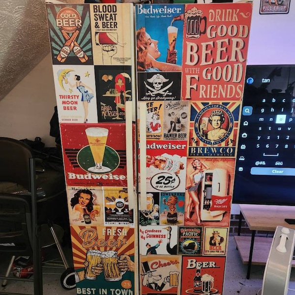 Beer Fridge Wrap, Refrigerator Wrap Beer Vinyl Decals Vintage Stickers ...