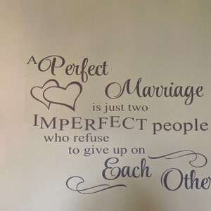 A Perfect Marriage Vinyl Wall Decal Marriage Decal Romantic - Etsy