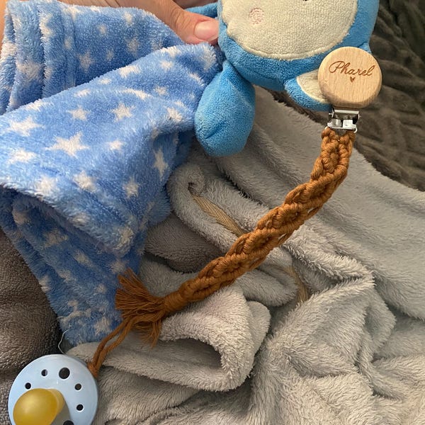 Macramé Pacifier Attachment With Wooden Clip //pacifier Attachment// - Etsy