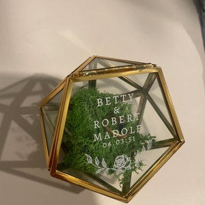 Geometric Glass Ring Box With Moss Rose Gold or Gold Personalized Ring ...