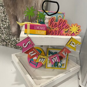 Summer Tiered Tray Set Summer Vibes Tray Decor Set of 6 DIY Summer ...