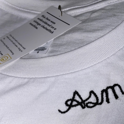 Personalized Collar Lettering T-shirt. Chain Stitch Embroidery. Custom ...