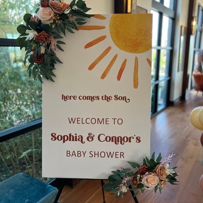CUSTOM Sun Baby Shower Welcome Sign Here Comes the Son Retro You Are My ...