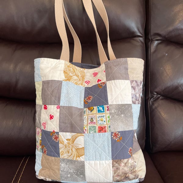 Handmade Patchwork Quilted Tote Bag: Cottagecore Market Bag - Etsy